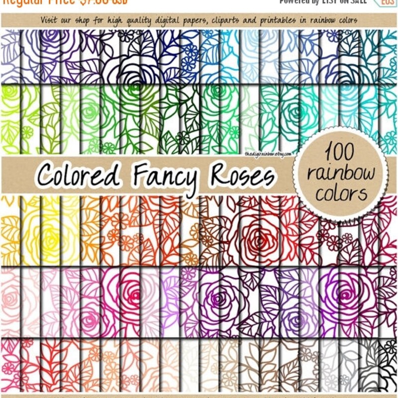 Roses Digital Paper - Etsy