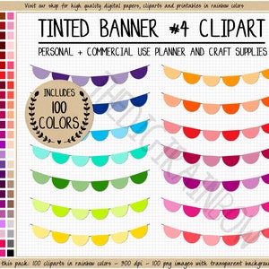 SALE 100 Blank Banner Clipart Digital Banner Stickers Scrapbook Garland ...