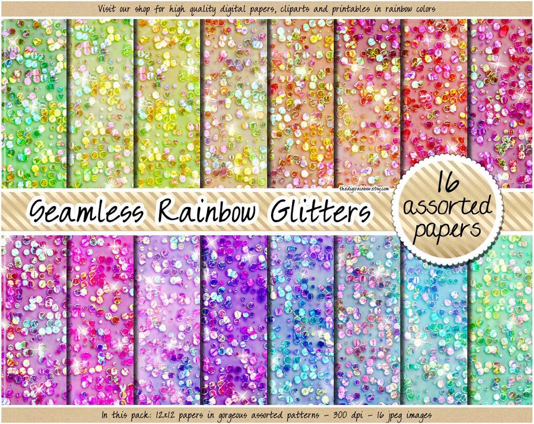 SALE Seamless Glitter Digital Paper Iridescent Glitter Backdrop Sparkly ...