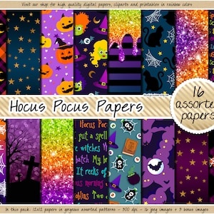 SALE Hocus Pocus Digital Paper Seamless Halloween Pattern Glitter Drip ...