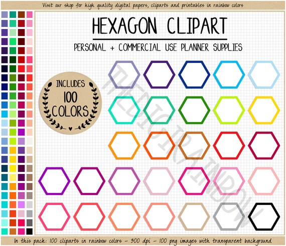 SALE 100 HEXAGON Clipart Honeycomb Hexagon Frame Sticker - Etsy