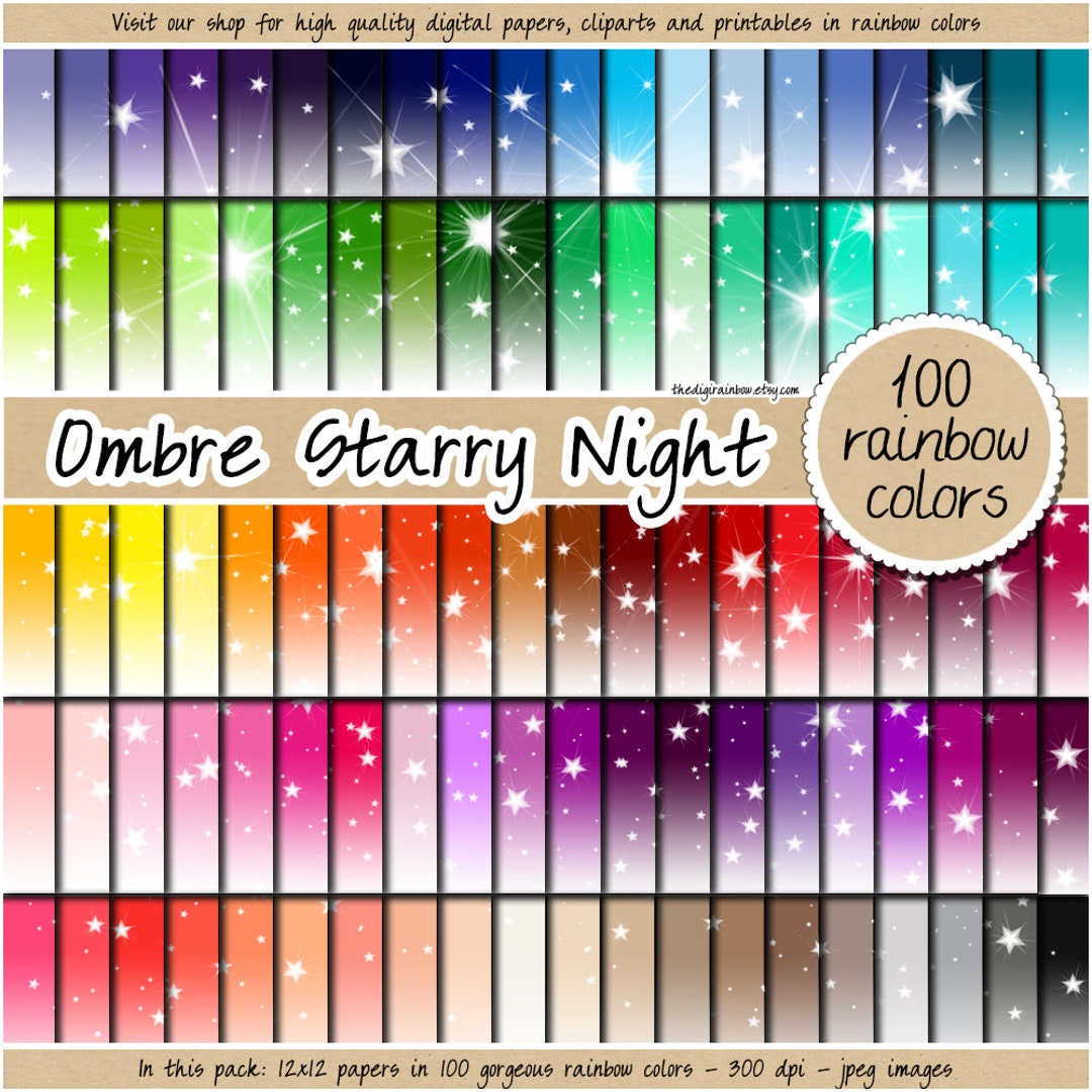 100 Sky Digital Paper Shining Star Digital Paper Printable Galaxy Print ...