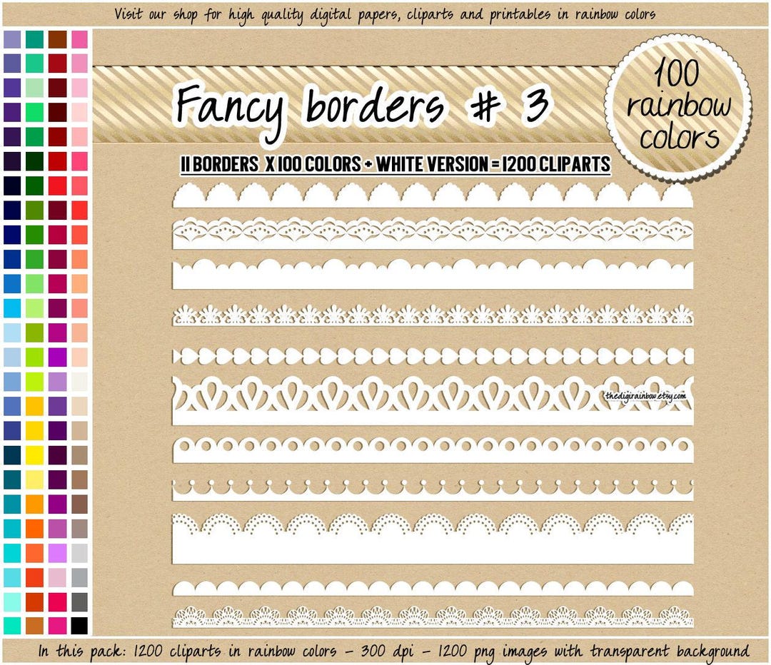 SALE 1200 Lace Borders Scalloped Borders Digital Scrapbooking Border ...