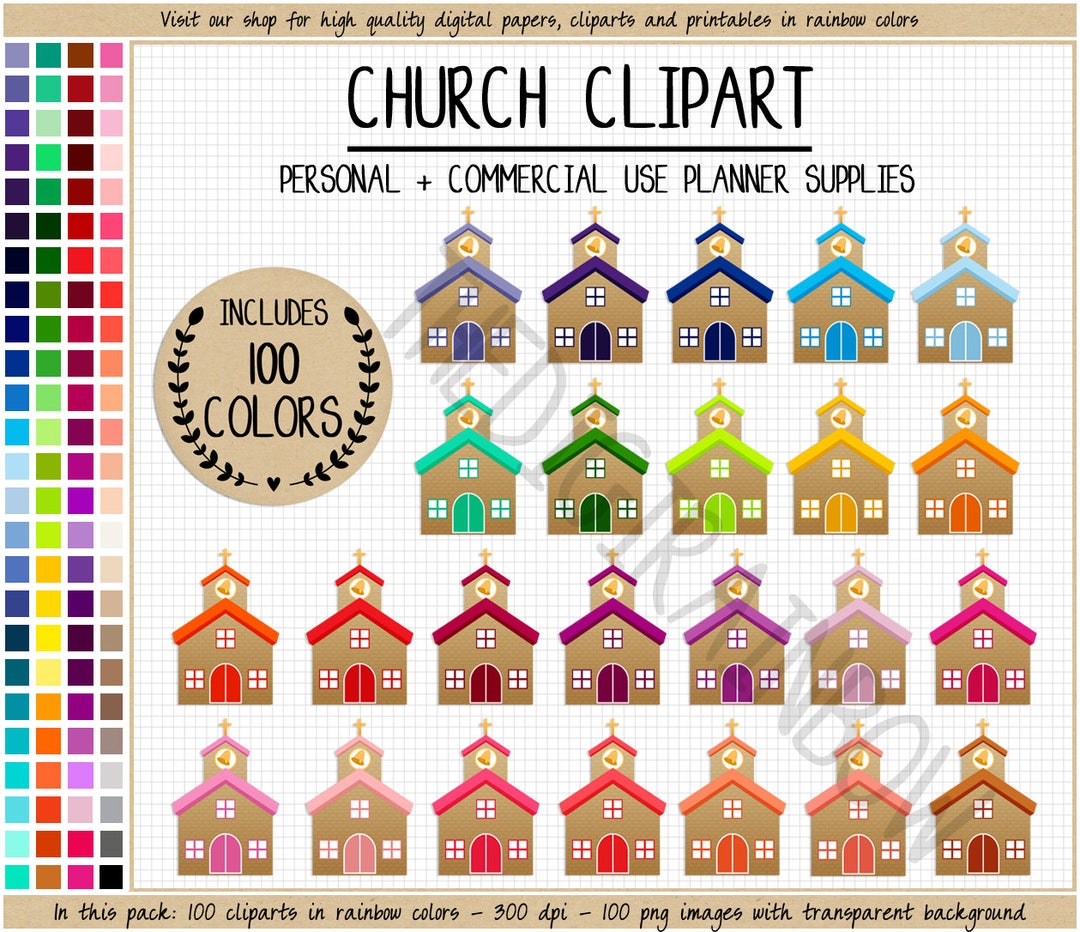 SALE 100 CHURCH Clipart Church Planner Stickers Church Printable First ...
