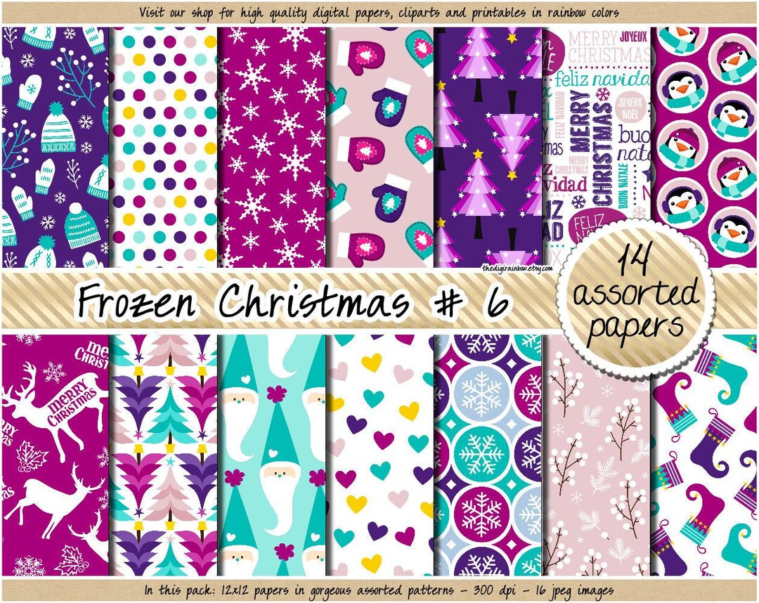 SALE Christmas Digital Paper Christmas Planner Stickers Purple ...