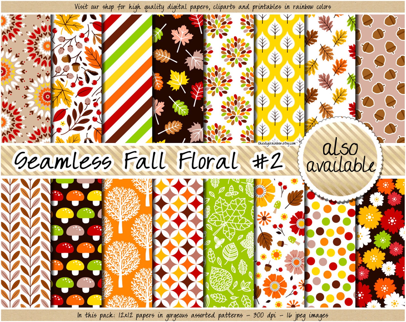 SALE Fall Digital Paper Pumpkin Spice Digital Paper Thanksgiving ...