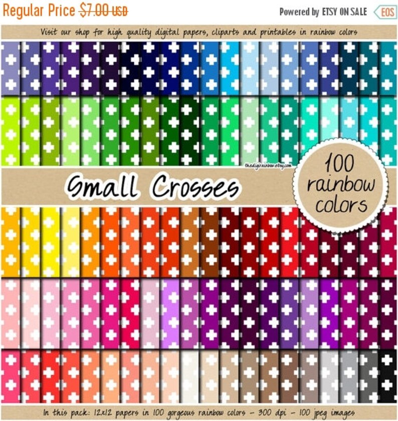 100 Cross Digital Paper Rainbow Cross Paper Cross Pattern - Etsy