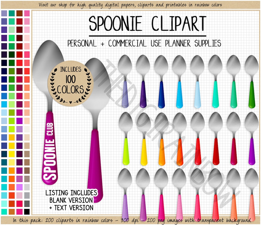 SALE 200 Spoon Digital Sticker Spoon Theory Rainbow Spoonie Club ...