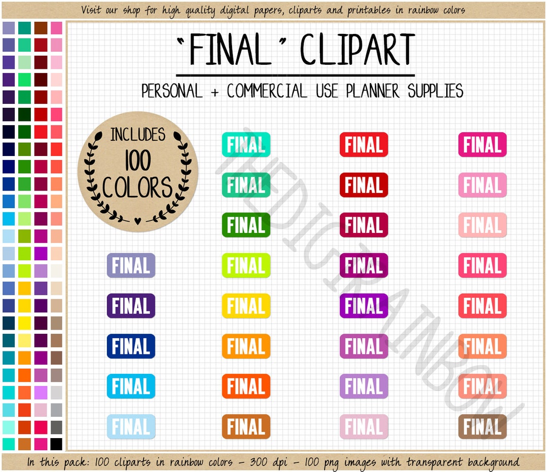 SALE 100 FINAL Digital Sticker Exam Sticker School Clipart Student ...