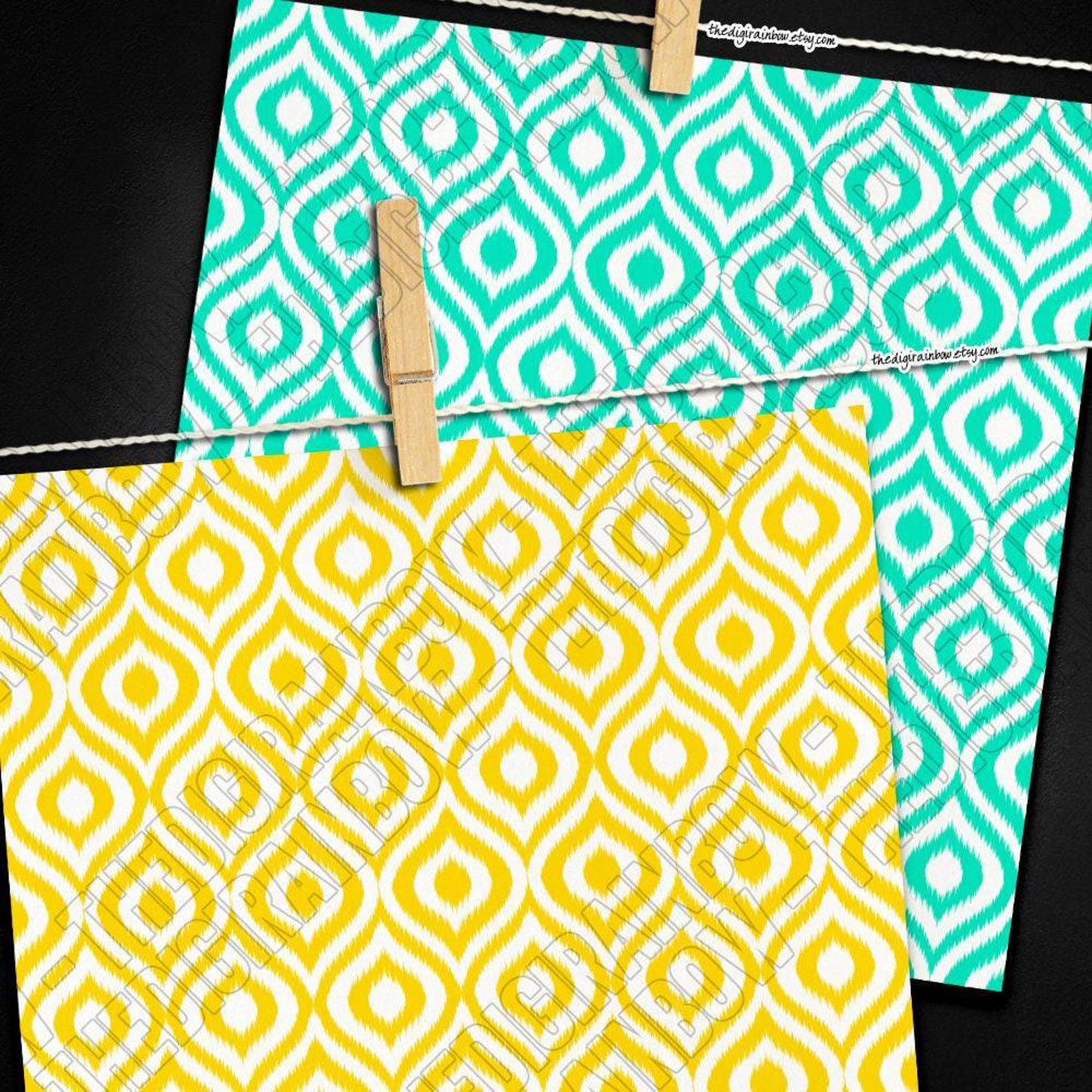100 Seamless Tribal Digital Paper Ogee Diamond Rainbow Ikat Pattern ...