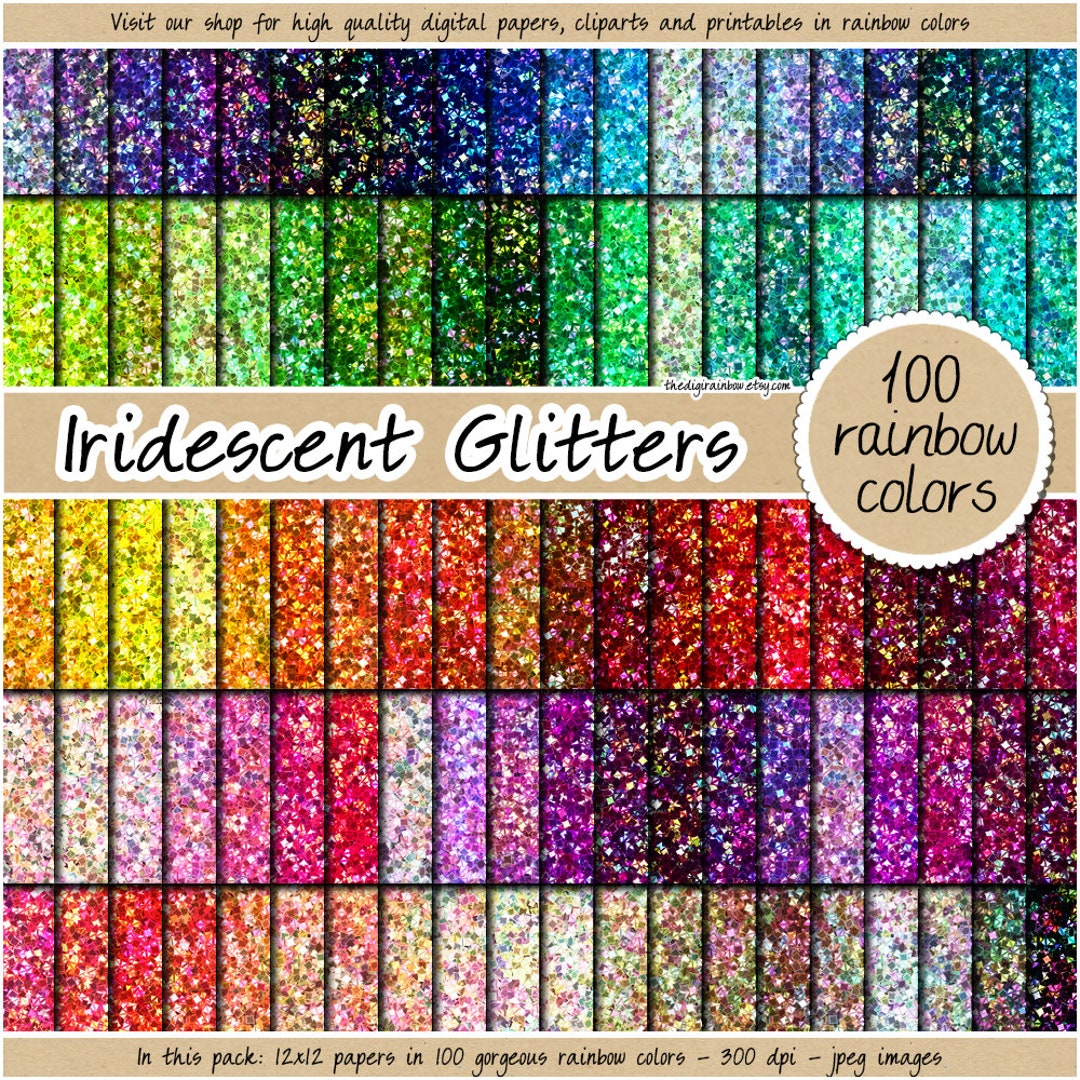 SEAMLESS Iridescent Glitter Digital Paper Rainbow Holographic ...