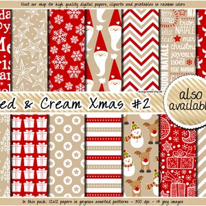 SALE Christmas Digital Paper Red Christmas Digital Paper Holiday ...