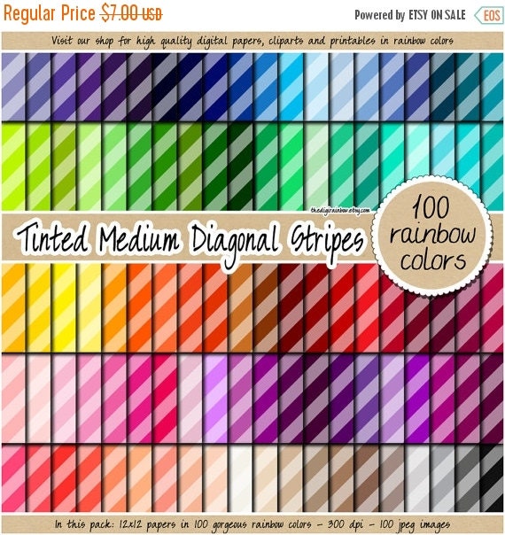100 SEAMLESS Tinted Diagonal Striped Digital Paper Printable - Etsy