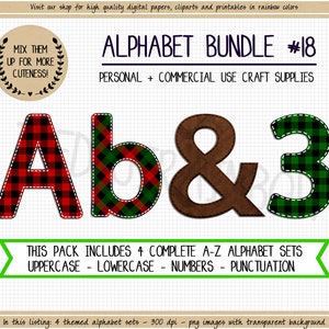Christmas Complete Alphabet Plaid Alphabet Red Plaid Clipart Green ...