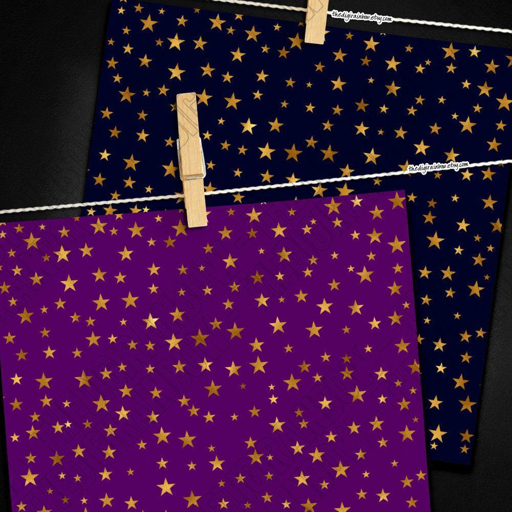 100 Gold Star Digital Paper Seamless Star Pattern Celestial Background ...
