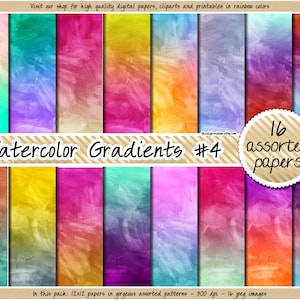 SALE Rainbow Gradient Digital Paper Watercolor Digital Paper Paint ...