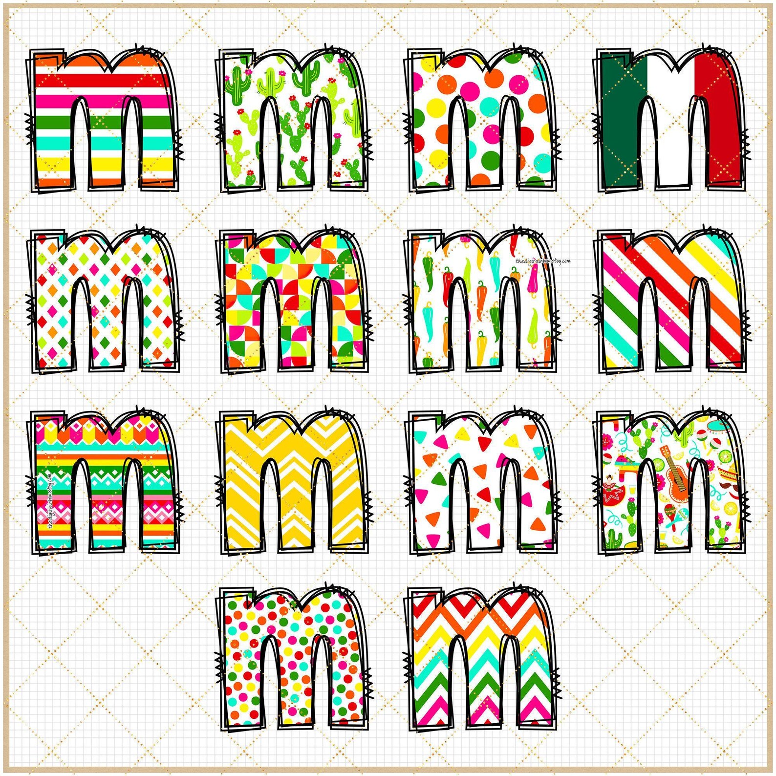 Cinco De Mayo PNG Alphabet Doodle Fiesta Font Mexico Clipart Faux ...
