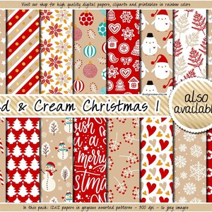 SALE Christmas Digital Paper Red Christmas Digital Paper Holiday ...