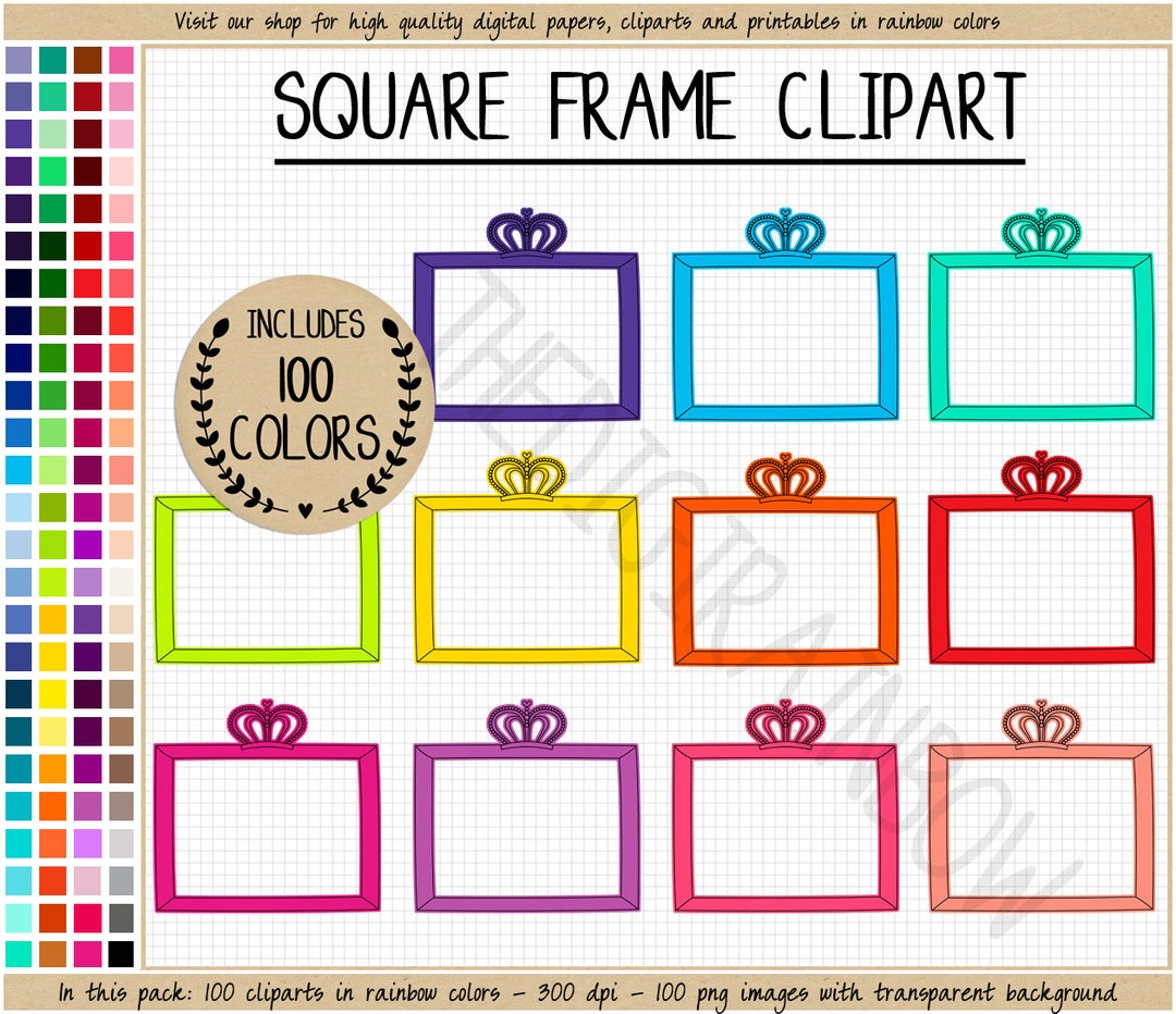 SALE 100 Square Frame Clipart Crown Clipart Princess Clipart Printable ...