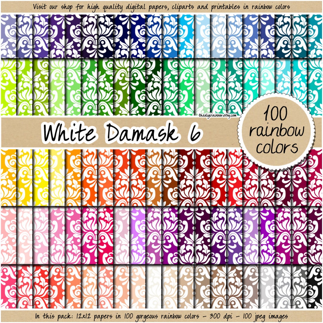 100 Seamless White Damask Digital Paper Chic Lace Pattern Elegant ...