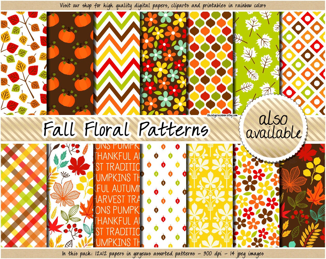 SALE Fall Digital Paper Pumpkin Spice Digital Paper - Etsy