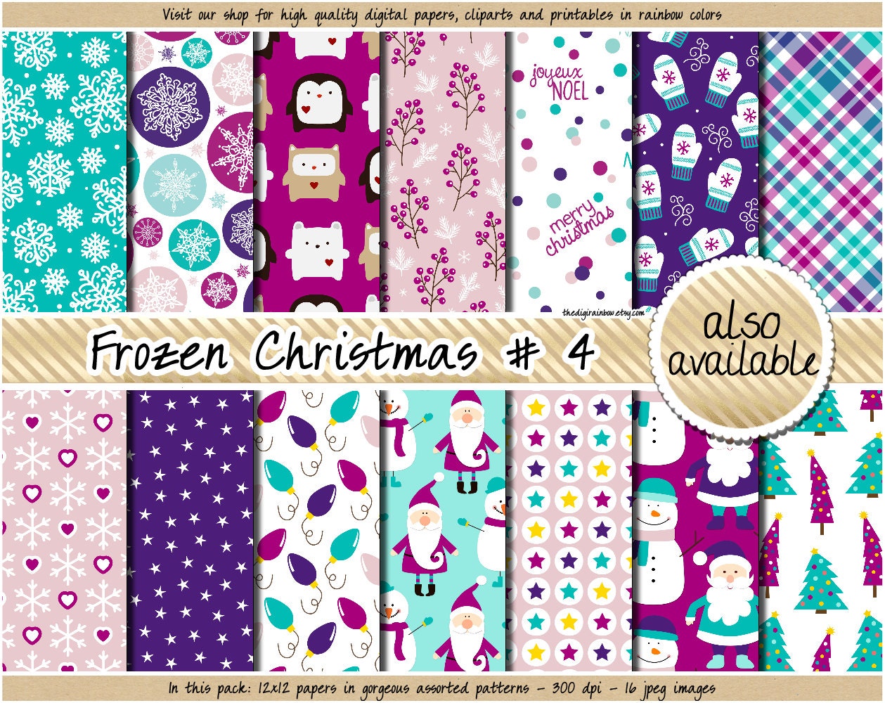SALE Frozen Digital Paper Christmas Digital Paper Christmas - Etsy
