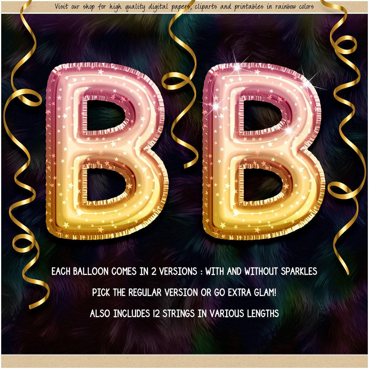 ROSE GOLD Foil Balloon Alphabet Clip Art Birthday Balloon Font ...