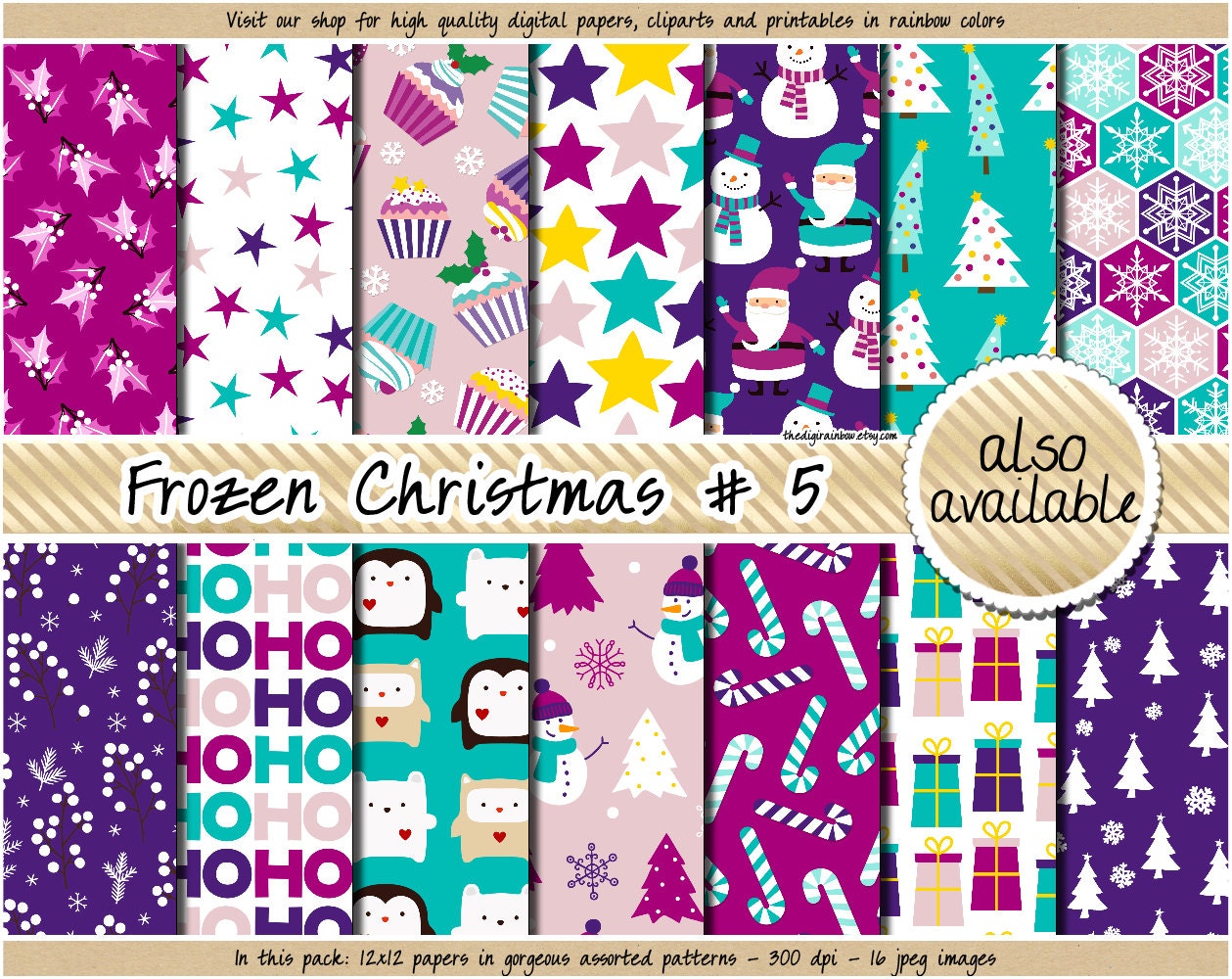 SALE Christmas Digital Paper Purple Christmas Planner Stickers - Etsy