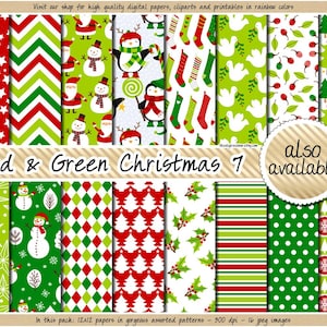 Seamless Christmas Digital Paper Red and Green Holiday Background ...