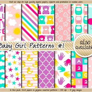 SALE Baby Girl Digital Paper Pink and Blue Digital Paper Baby Shower ...