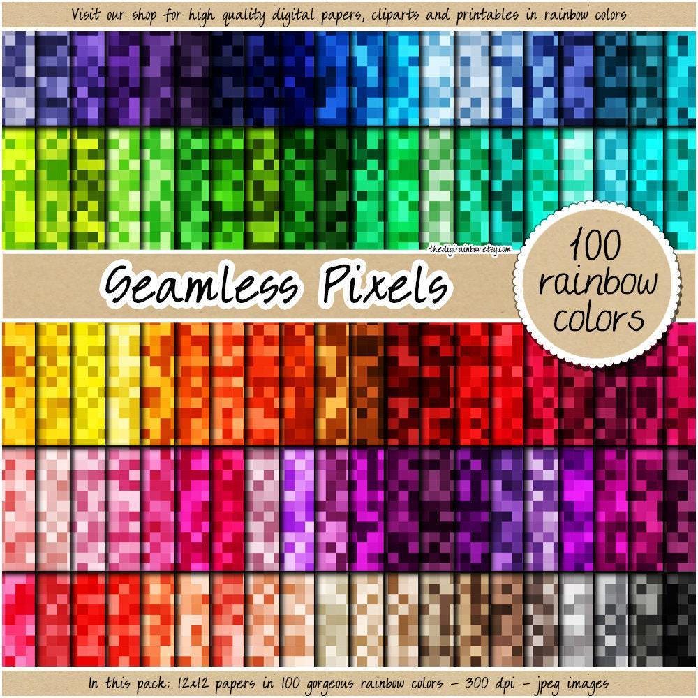 SALE 100 Pixel Digital Paper Printable Minecraft Digital Paper Mosaic ...