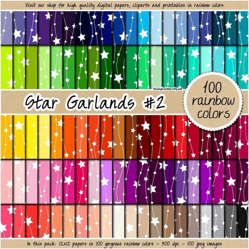 100 Seamless Star Digital Paper Star Background Sky Pattern Star ...