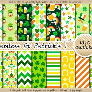 Shamrock Digital Paper Four Leaf Clover Seamless Repeat Pattern ...