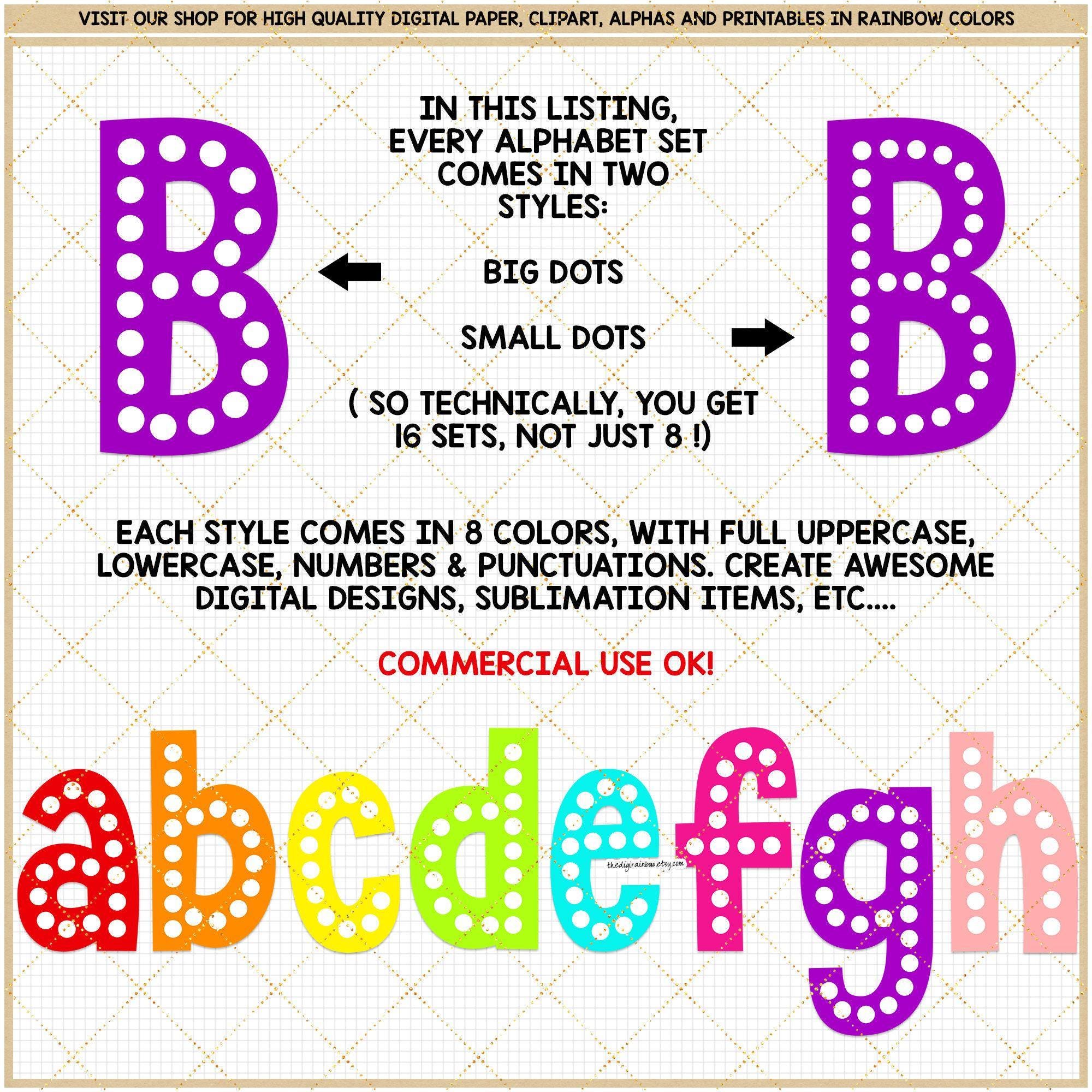 Bright Alphabet PNG Kids Font Marquee Alpha Rainbow Sublimation Bundle ...
