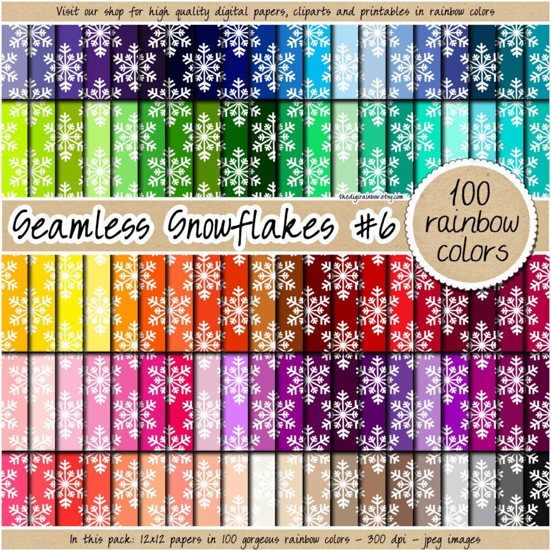 100 Snowflake Digital Paper Seamless Christmas Digital Paper Printable ...
