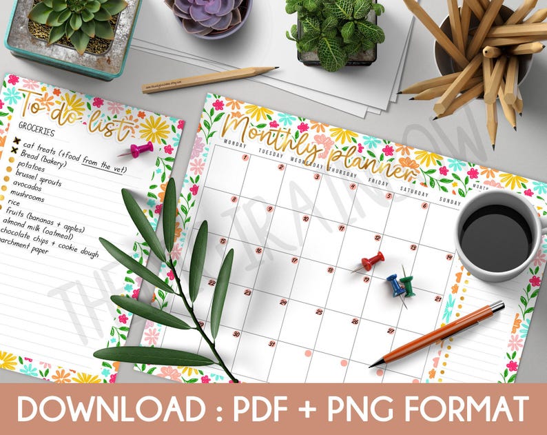 SALE Daisy Weekly Desk Planner Printable Floral Notepad Daily Organizer ...