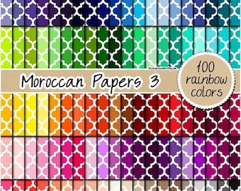 100 Moroccan Digital Paper Mosaic Digital Papers Rainbow - Etsy