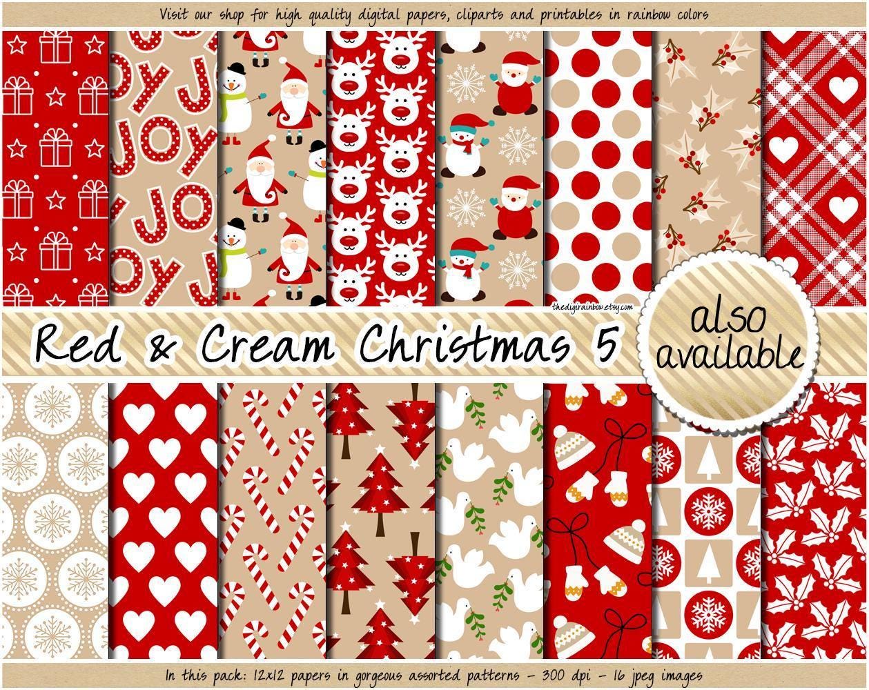 SEAMLESS Red Christmas Digital Paper Gift Box Scrapbook Design ...