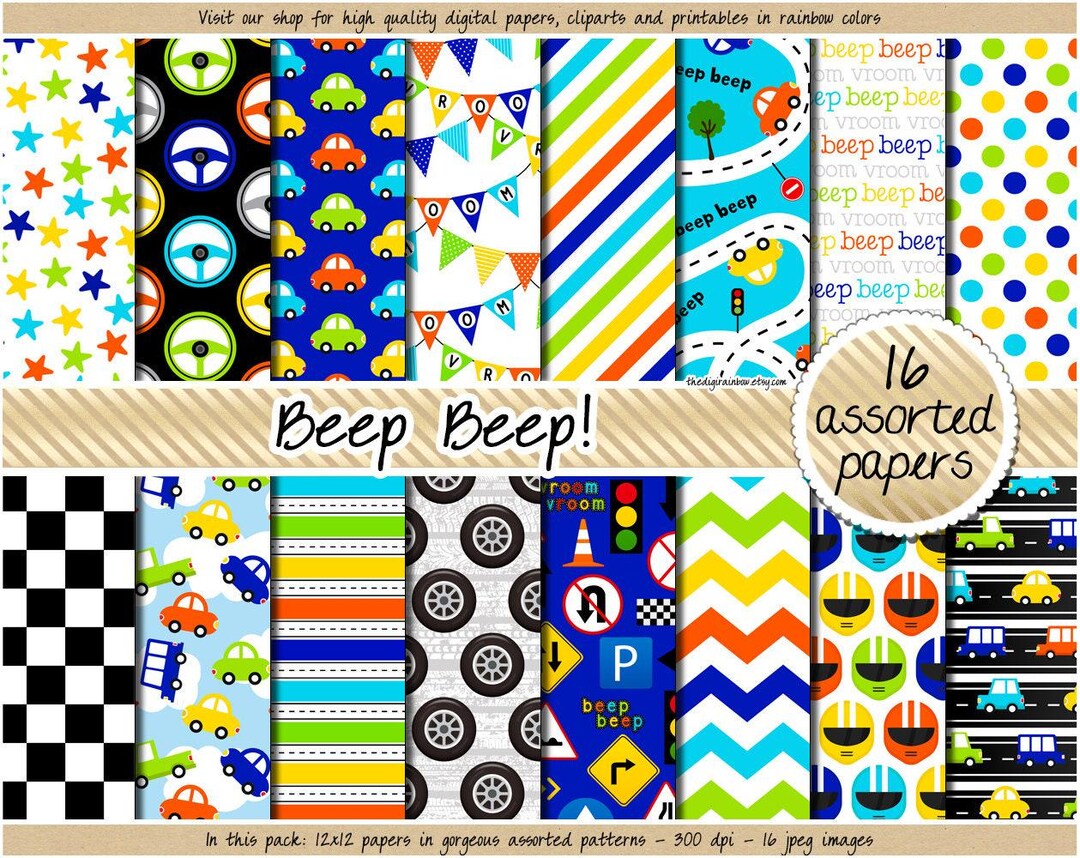 Car Digital Paper Cars Clipart Car Background Race Cars Printable ...