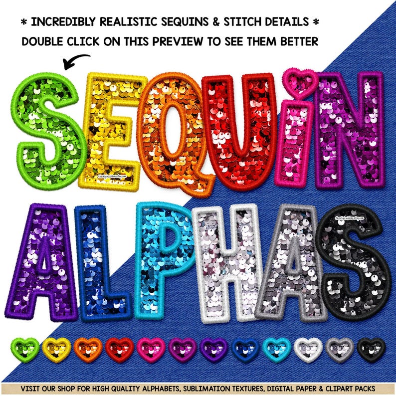 Sequin Alphabet PNG Bundle, Faux Embroidery Sublimation Design, Rainbow ...