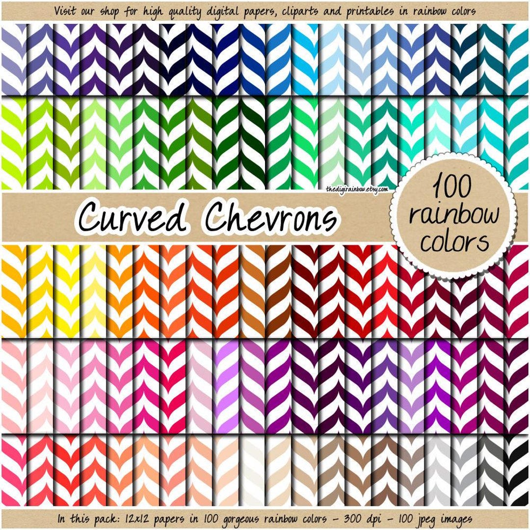 100 Seamless Chevron Digital Paper Rainbow Zig Zag Pattern Chevron ...