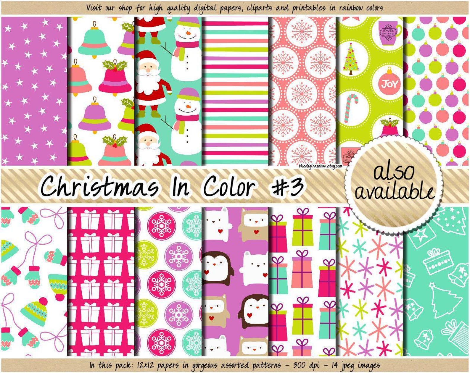 SALE Christmas Digital Paper Holiday Digital Paper Snowman Snowflake ...