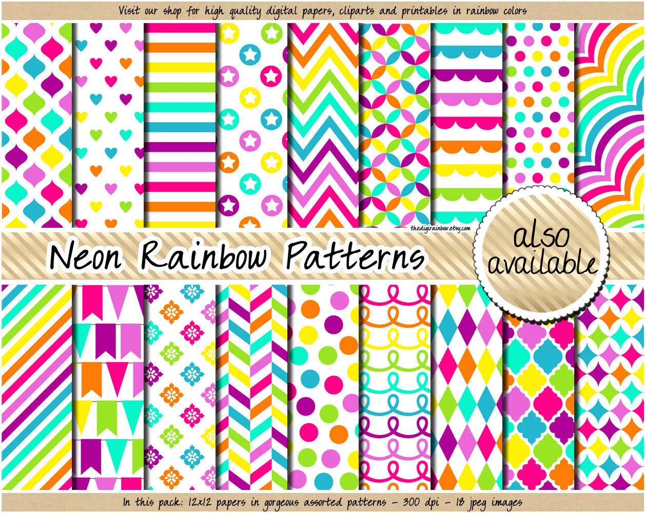 SEAMLESS Rainbow Digital Paper Printable Pastel Background Bright ...