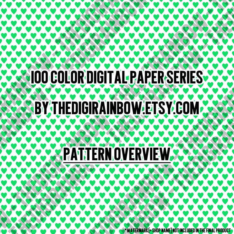 100 Colored Heart Digital Paper Romantic Print Heart Planner Sticker ...