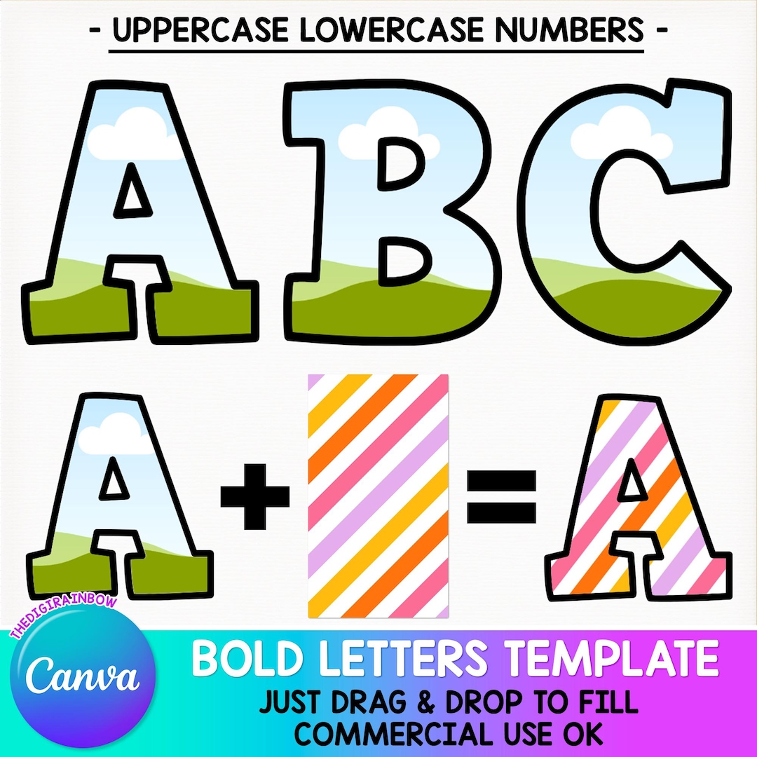 Canva Frame Letters, Editable Alphabet Drag and Drop Doodle Font ...