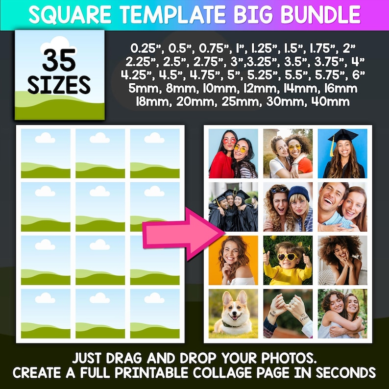 Square Template Bundle, Editable Canva Squaretemplate, Blank Square ...