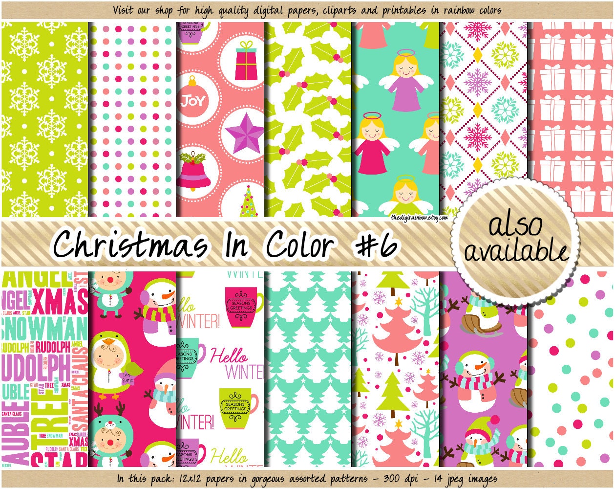 SALE Christmas Digital Paper Holiday Digital Paper Snowman - Etsy