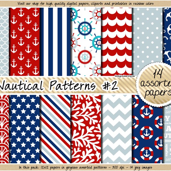 Navy and Red Chevron - Etsy
