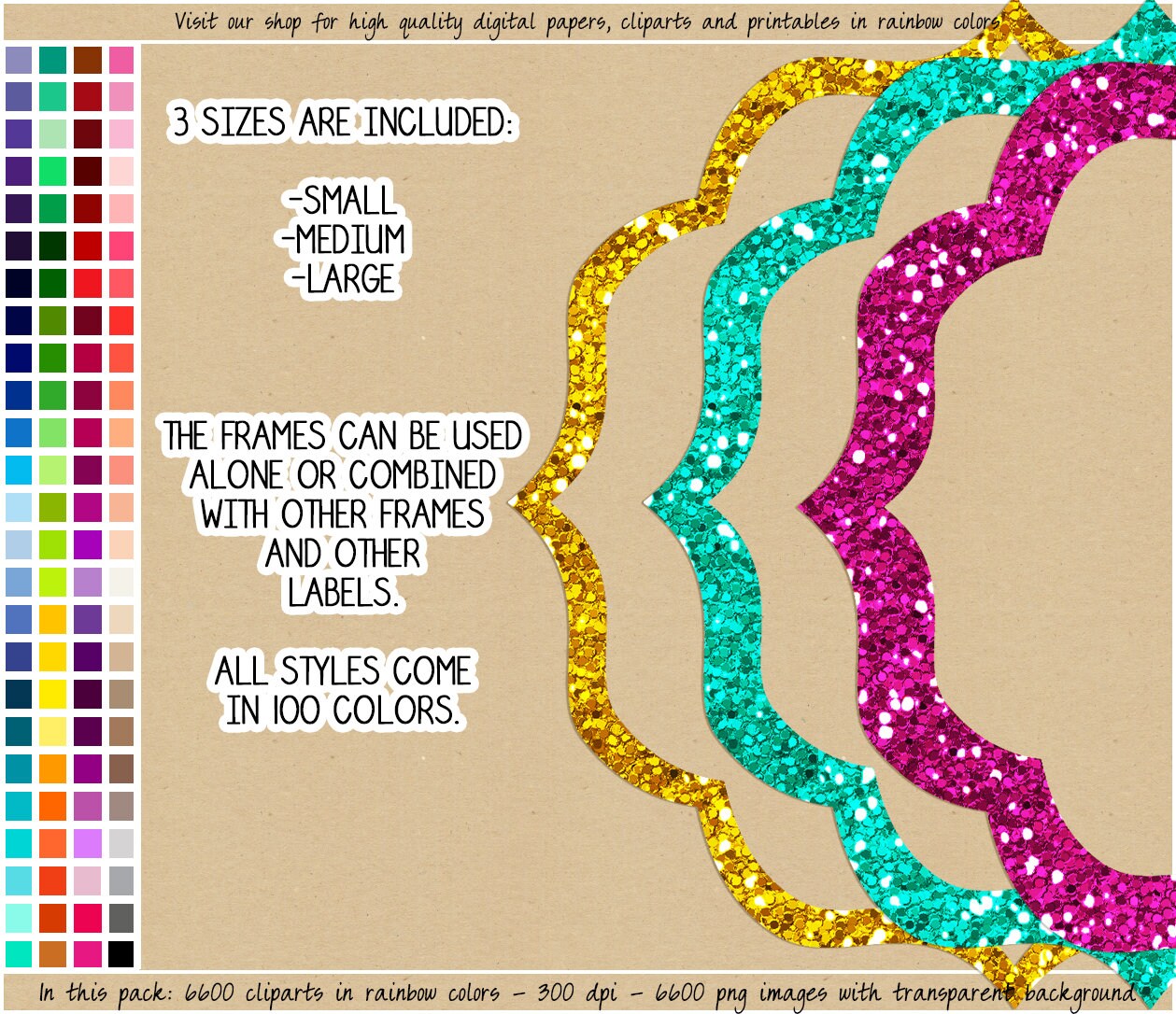SALE 6600 Glam Glitter Frame Clipart Glitter Branding Glitter - Etsy