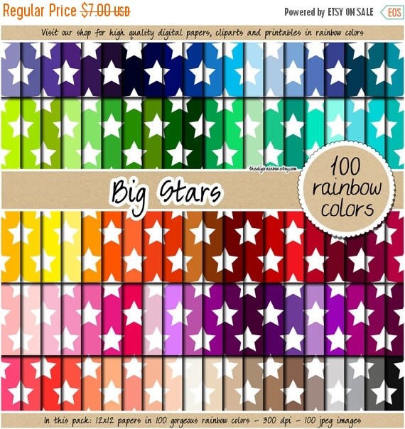 100 Seamless Big Star Digital Paper 4th of July Pattern White - Etsy